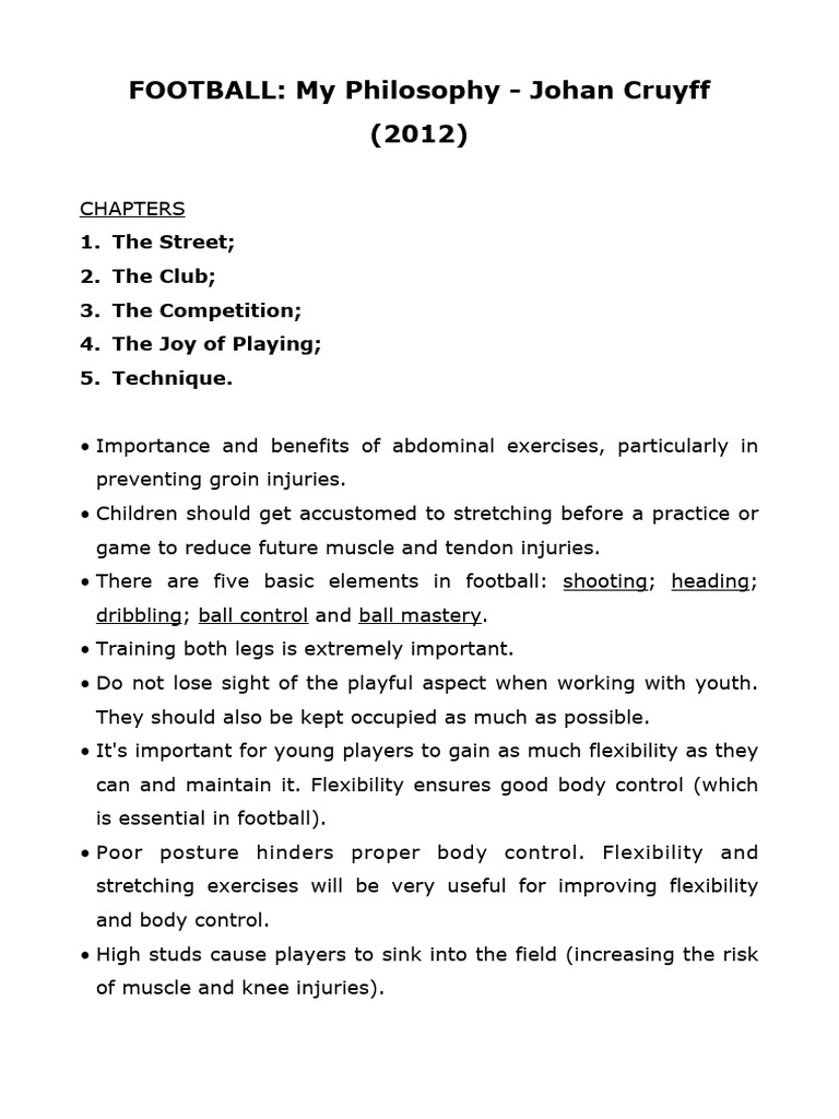 Football - My Philosophy - Johan Cruyff - Chapters 1 To 10 | PDF ...