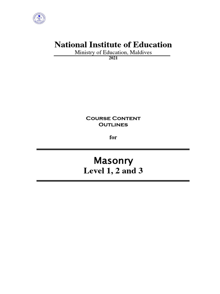Course Content Outlines For Masonry Level 1, 2 and 3 | PDF