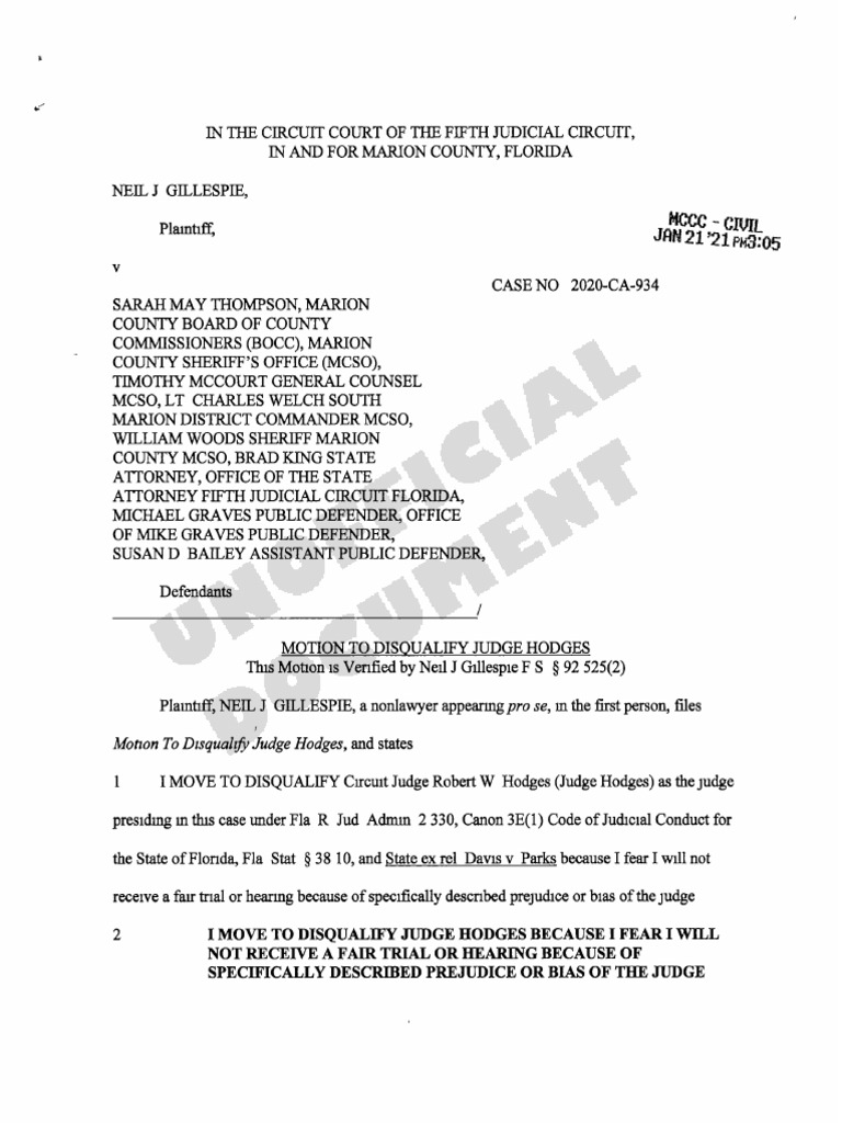 Motion To Disqualify | PDF