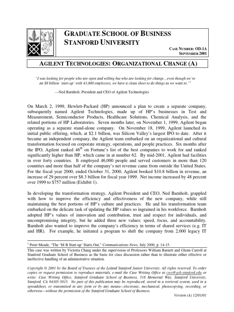 OTD Case AgilentTechnologies | PDF | Hewlett Packard | Computer Network