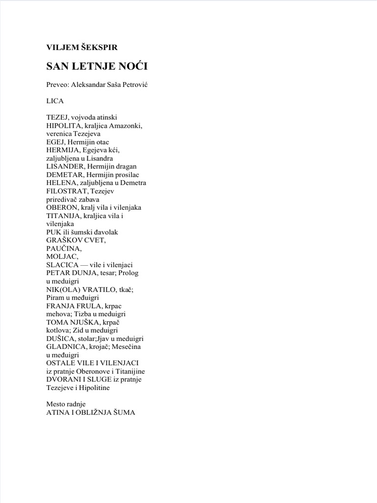 Dokumen - Tips Sekspir San Letnje Noci | PDF