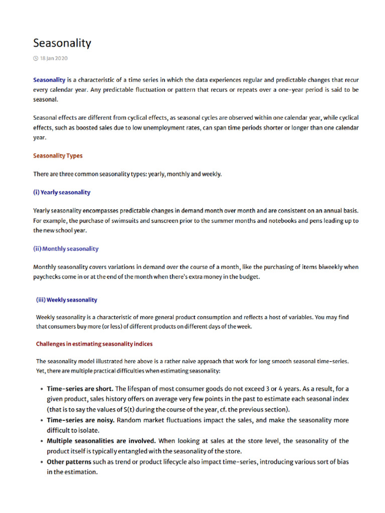 Seasonality | PDF