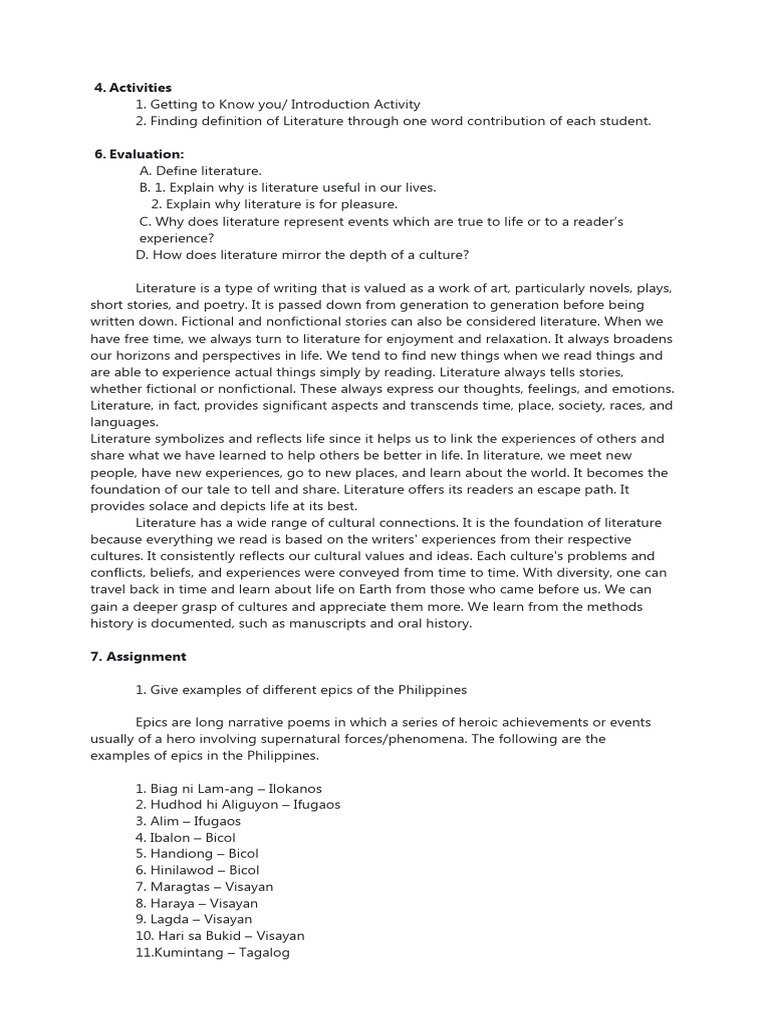 Understanding Philippine Literature and Culture | PDF