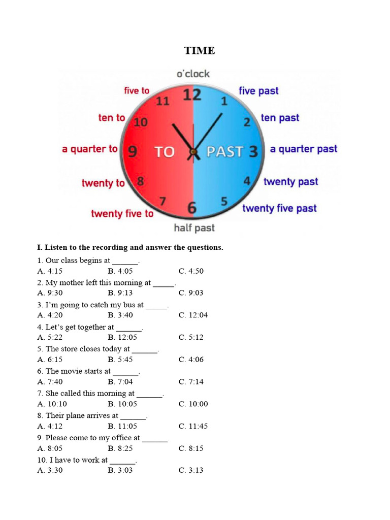 Time-Related Listening Exercises | PDF