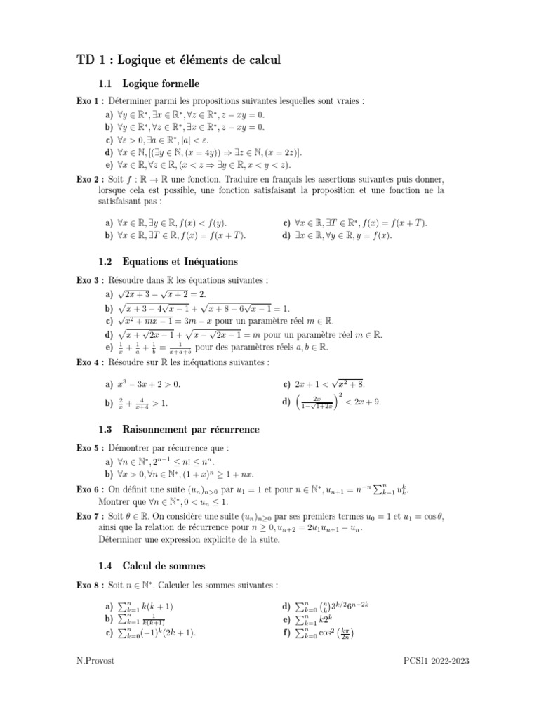 td1 Logique Et Calcul | PDF