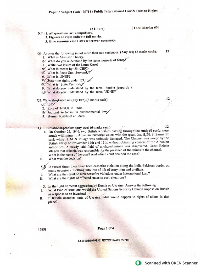 Pil Question Paper 22-23 | PDF