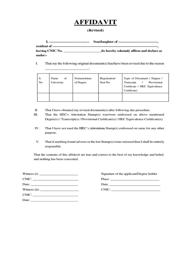 AFFIDAVIT (Revised) | PDF