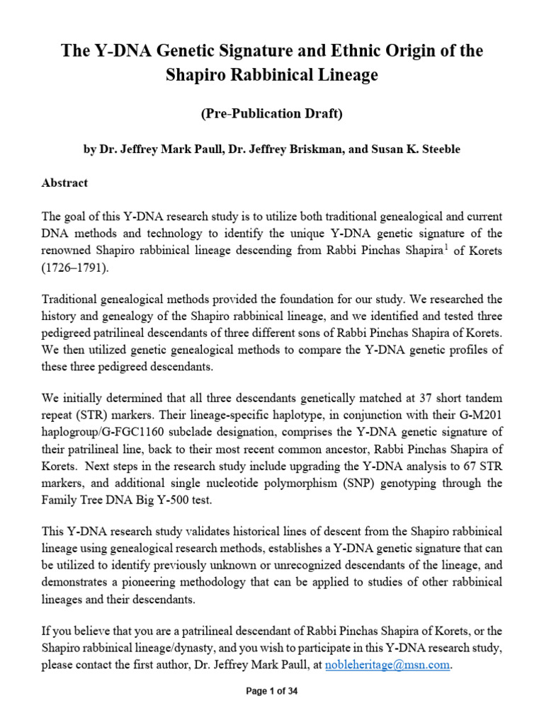 The Y DNA Genetic Signature and Ethnic O | PDF | Haplotype | Population ...