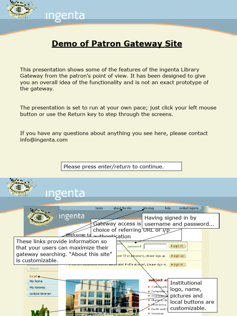 Library Gateway Patron Presentation | PDF