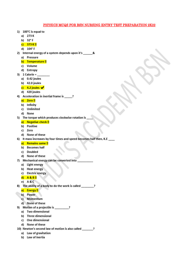 BSN Physics Lec One Solved | PDF
