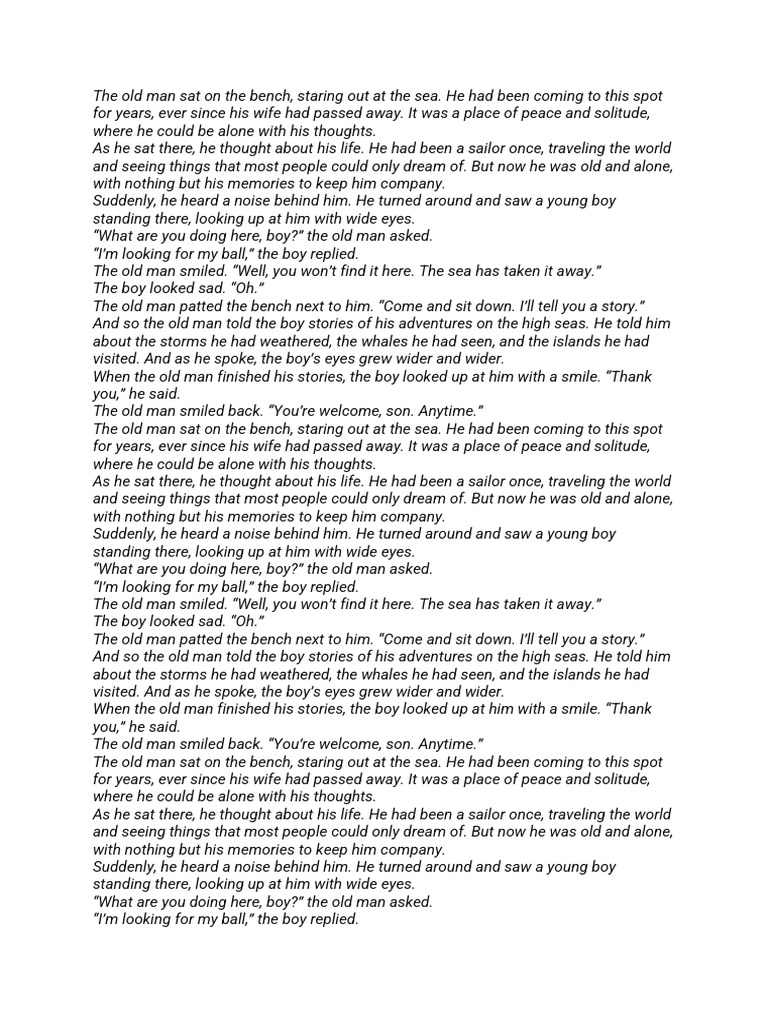 The old man sat on the bench | PDF | Whales