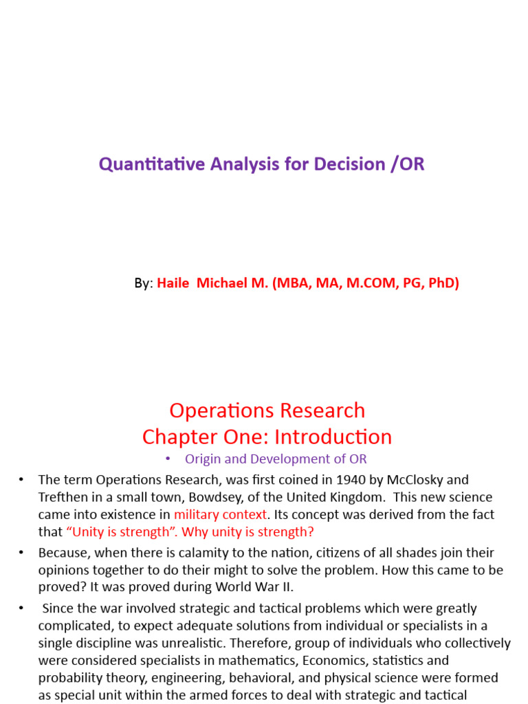Advanced Quantitative Analysis For Mana | PDF | Mathematical Optimization | Operations Research