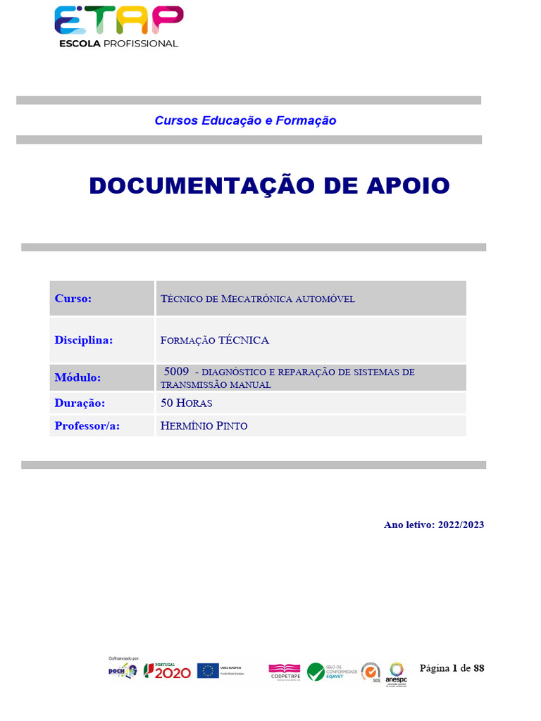 UFCD_5009 SISTEMAS DE TRANSMISSÃO MANUAL | PDF