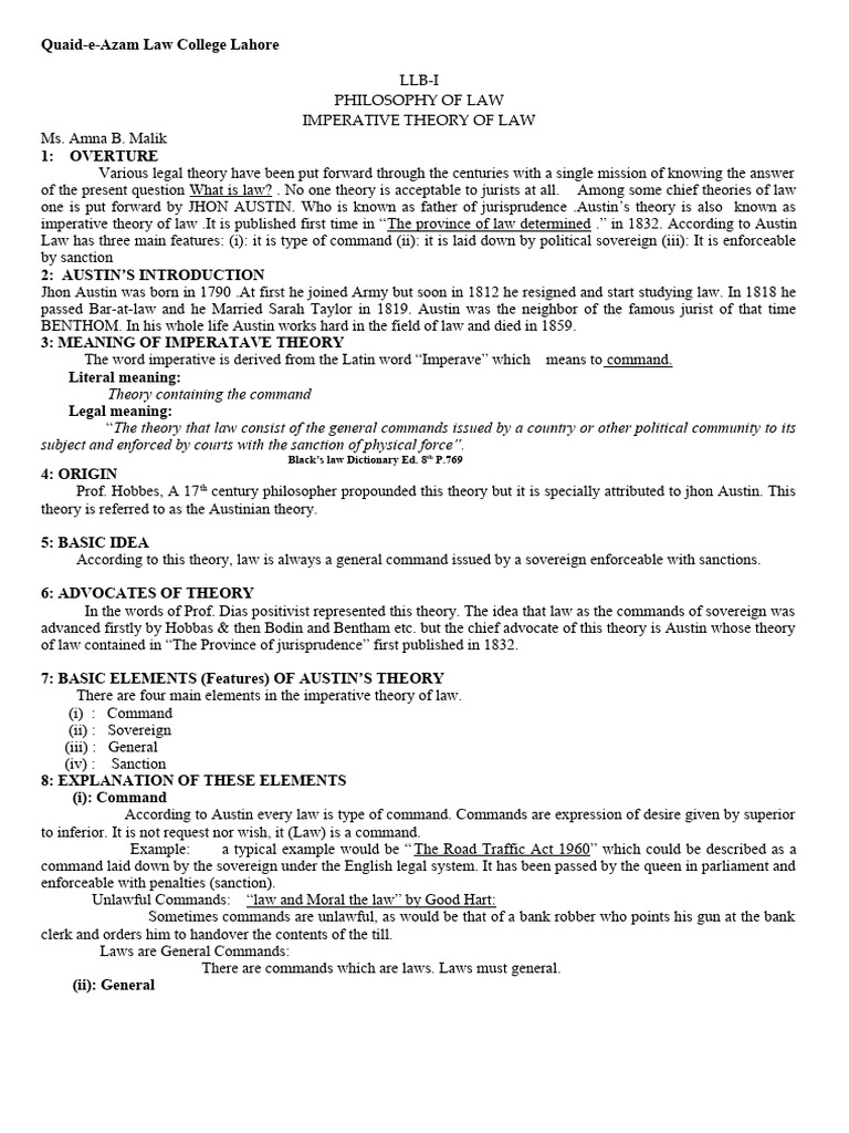 Imperative Theory of Law | PDF