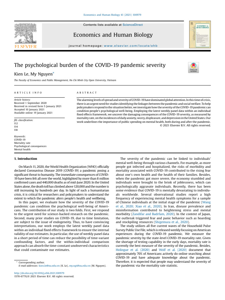 The Psychological Burden of The COVID-19 Pandemic Severity | Download ...