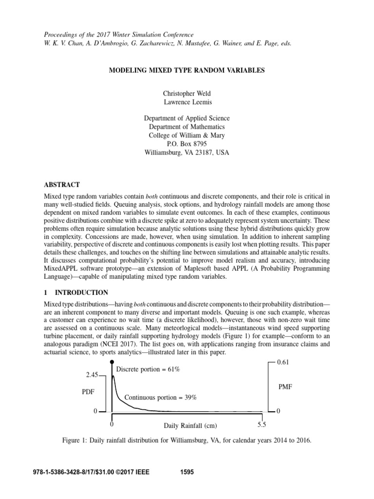 Modeling Mixed Type Random Variables | PDF | Probability Distribution | Probability Density Function