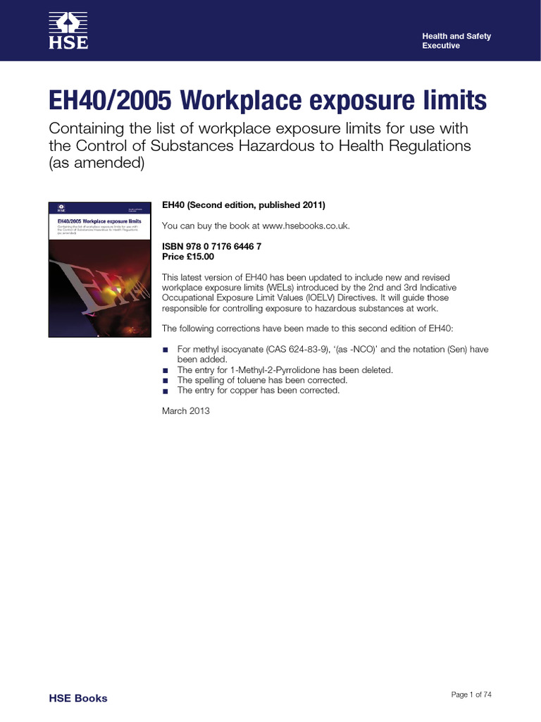 EH40 Workplace Exposure Limits | PDF | Chemical Substances | Chemistry