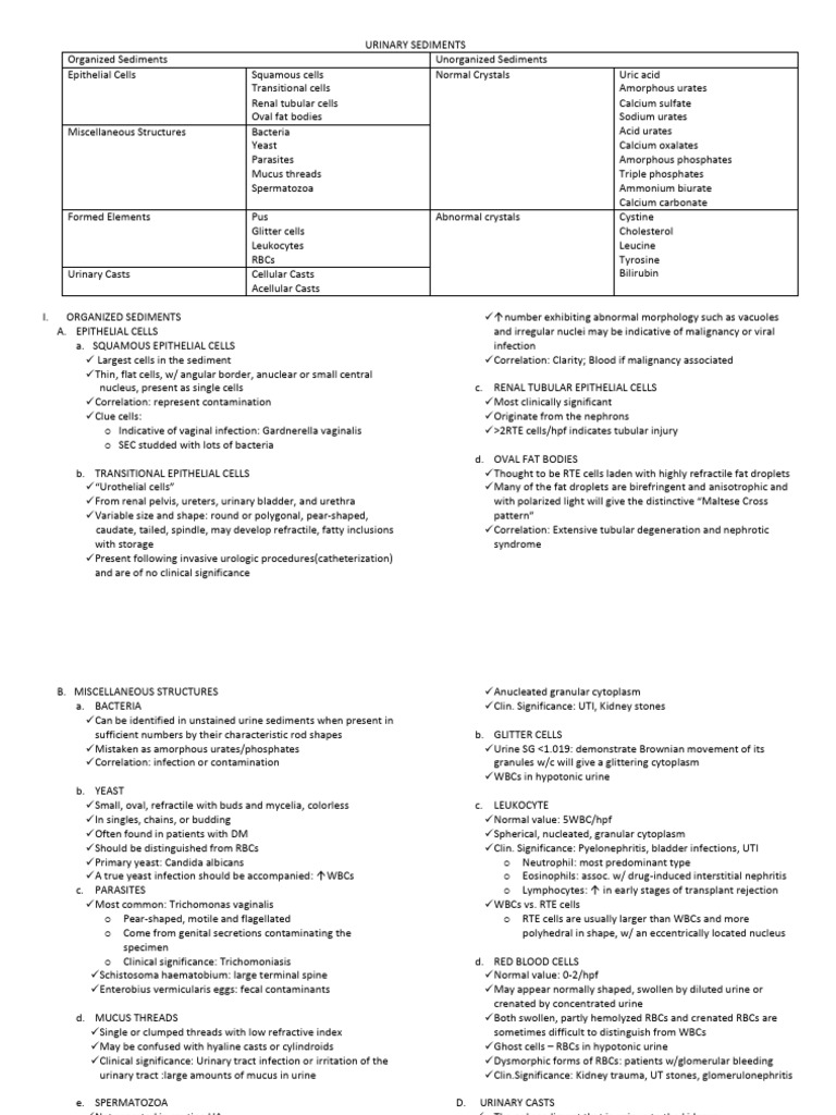 Urinary Sediments Analysis Guide | PDF | Medical Specialties | Kidney