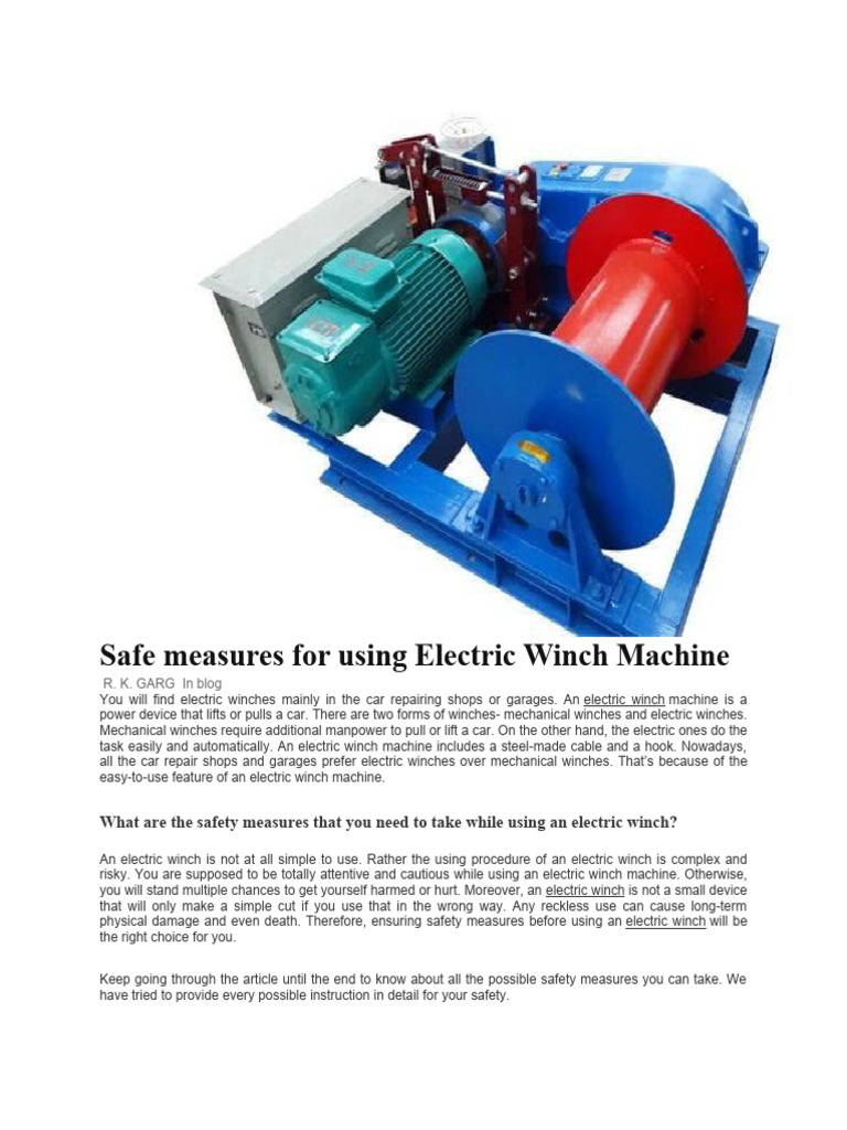 Safe Measure Winch Machine | PDF