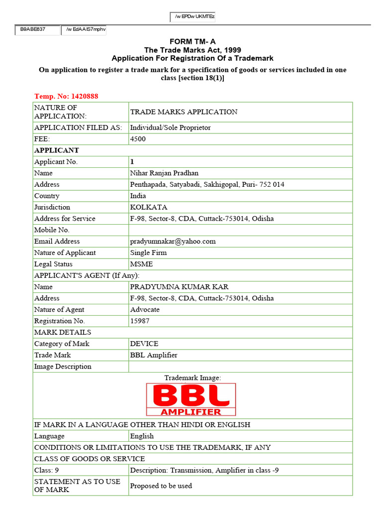 Draft TM BBL | PDF | Trademark | Intellectual Works