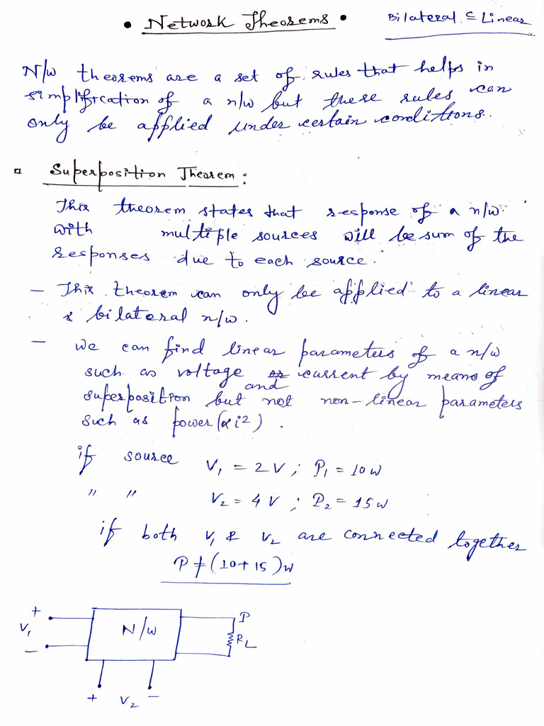 Network Theorems (DC) Notes | PDF