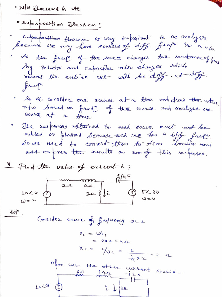 Network Theorems (AC) Notes | PDF