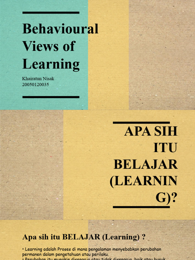 Behavioural Views of Learning - Nisak | PDF