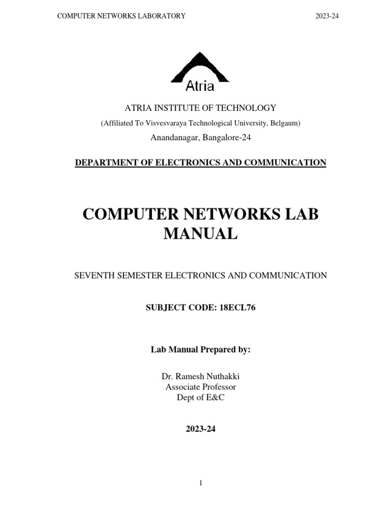 CN Lab - Manual (2023-24) Odd Sem | PDF | Computer Network | Network Topology