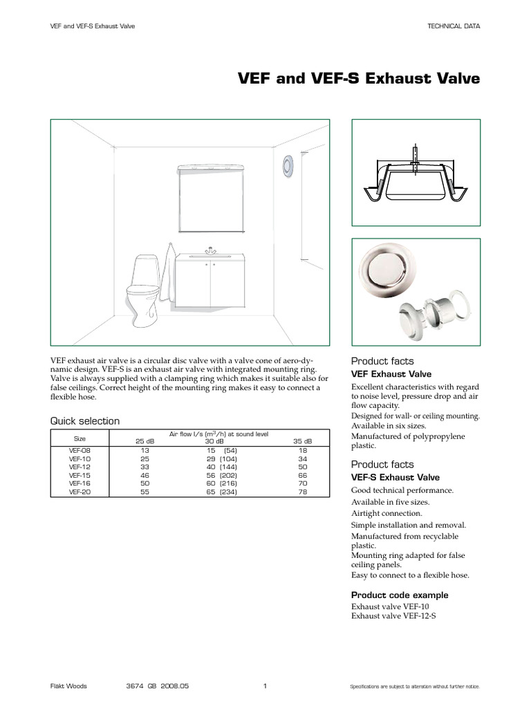 Flakt Woods Plastic Extract Grille VEF - VEF-S - Technical - Catalogue ...