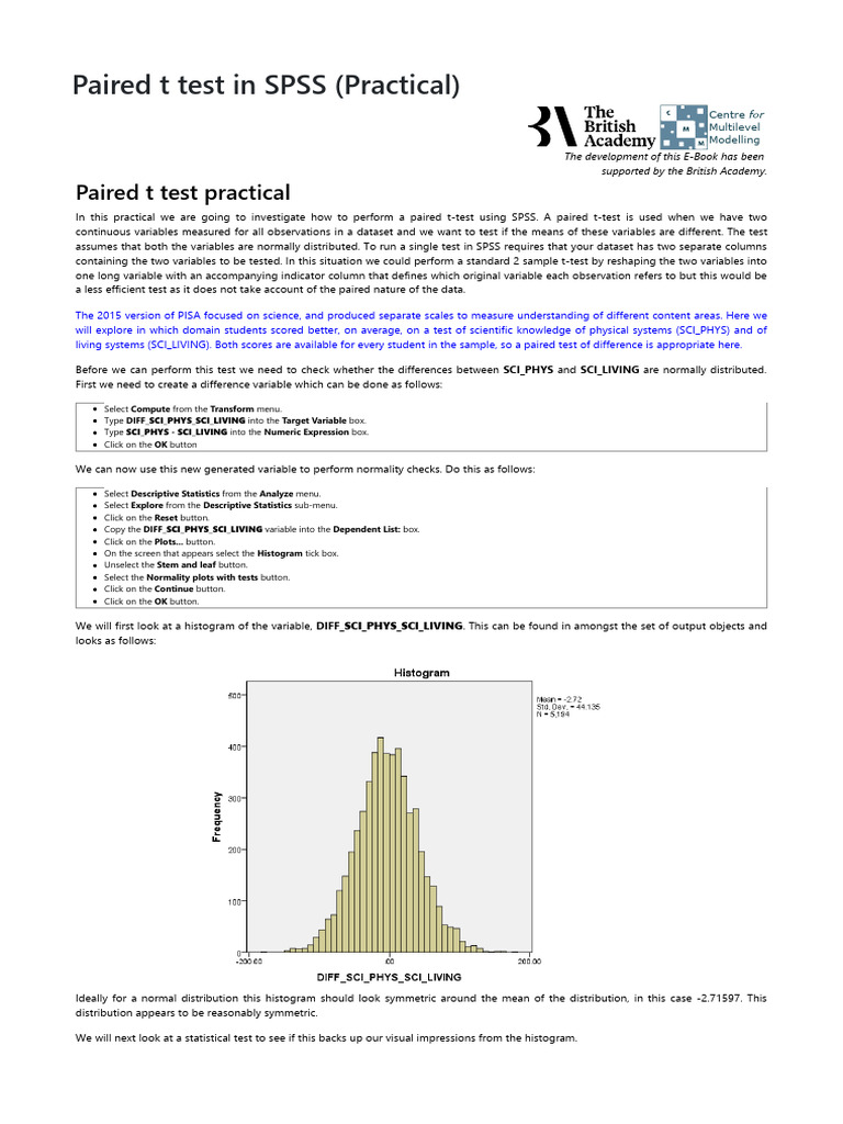 Paired T Tests - Practical | PDF | P Value | Student's T Test