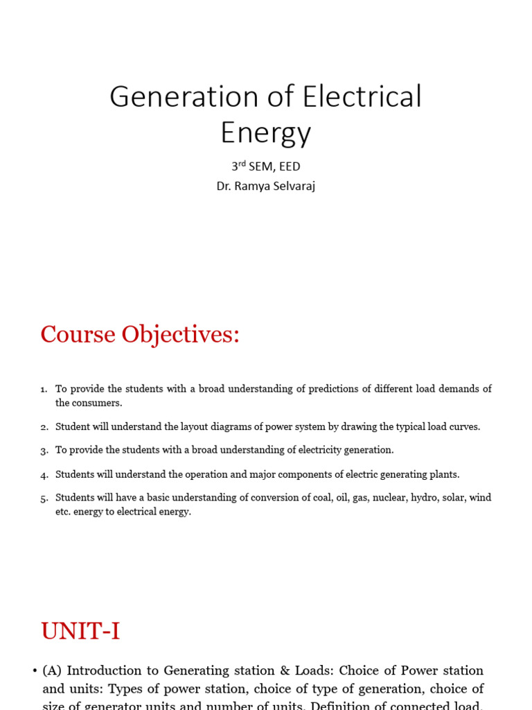 Generation of Electrical Energy | PDF