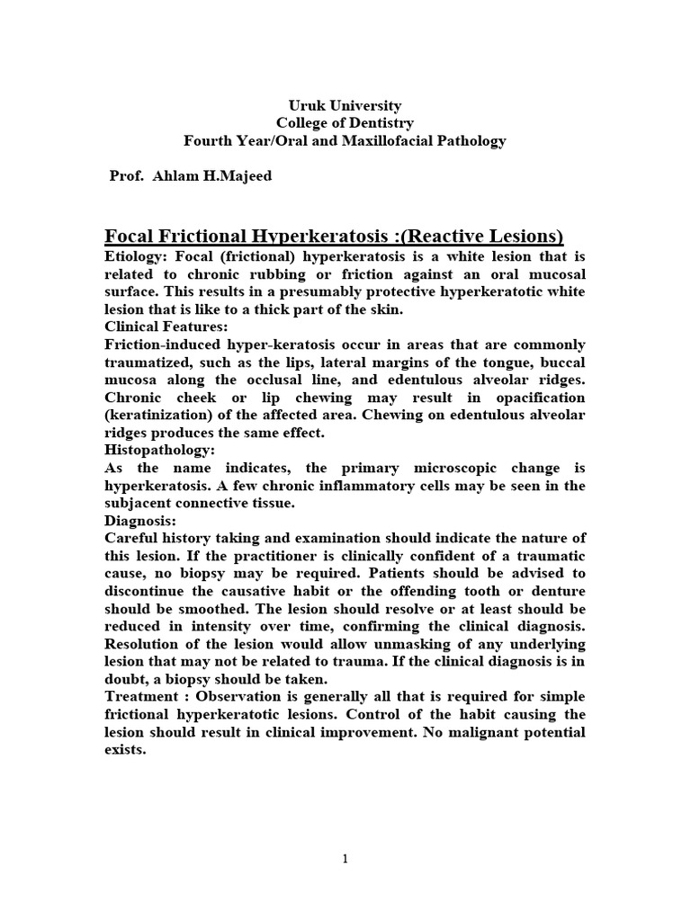 Lec 17 WHITE LESIONS OF ORAL MUCOSA blue | PDF