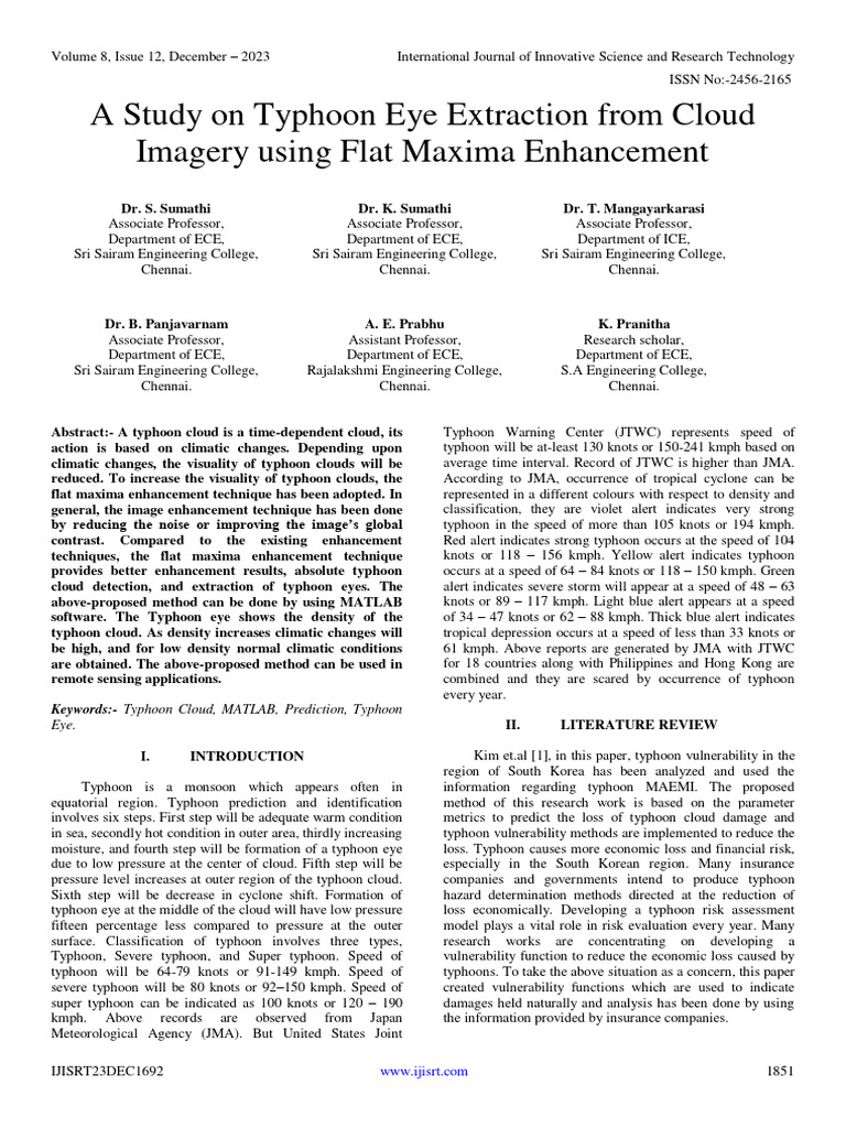 A Study On Typhoon Eye Extraction From Cloud Imagery Using Flat Maxima ...