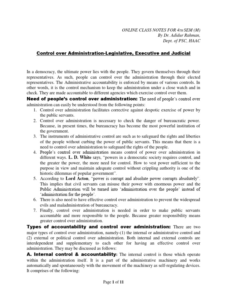 Online Class Notes For 4 Sem (M) by Dr. Adidur Rahman, Dept. of PSC ...