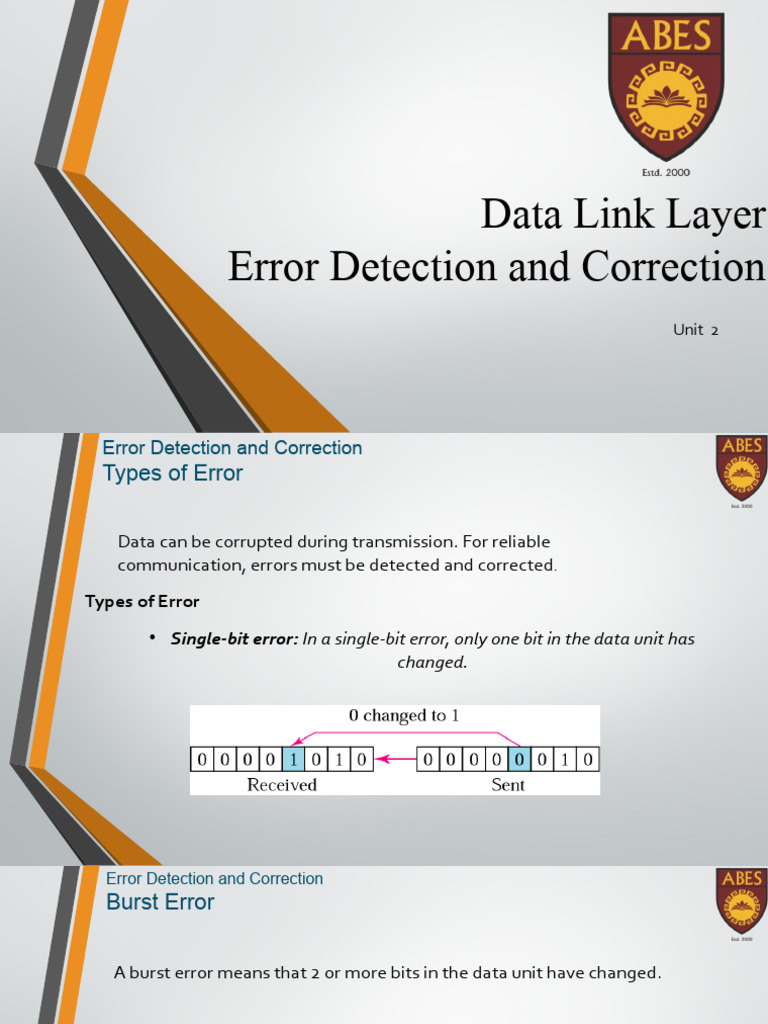 Data Link Layer: Error Detection Methods | PDF