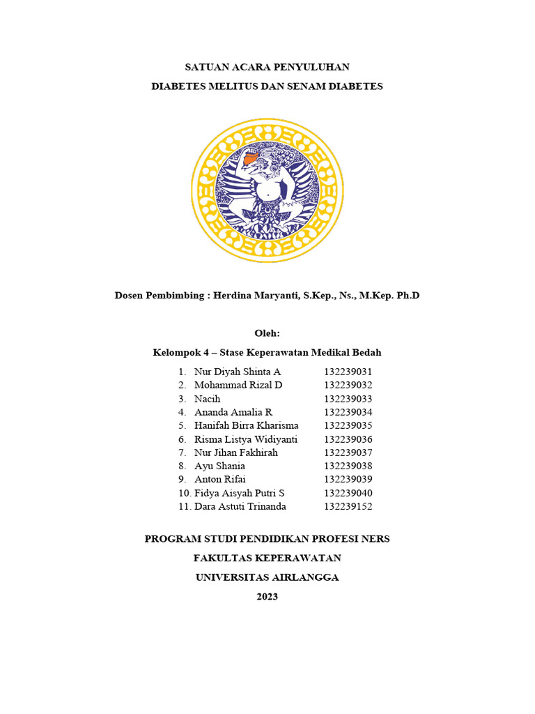 SAP DM Dan Senam Kaki Kel. 4 IRNA 6A RSKI KMB | PDF | Kesehatan Holistik