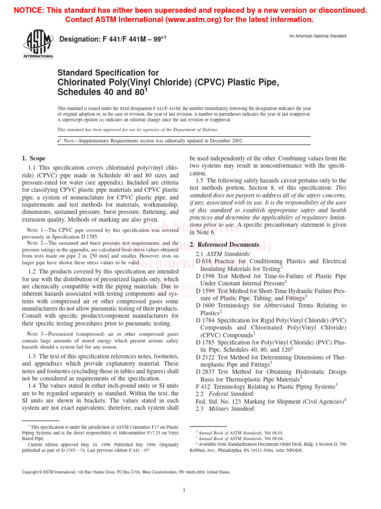 ASTM F441 F441M 99e1 | PDF