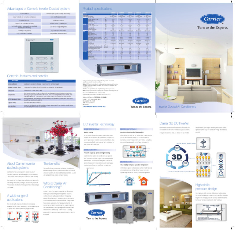Carrier Inverter Ducted AC Overview | PDF | Power Inverter | Air ...