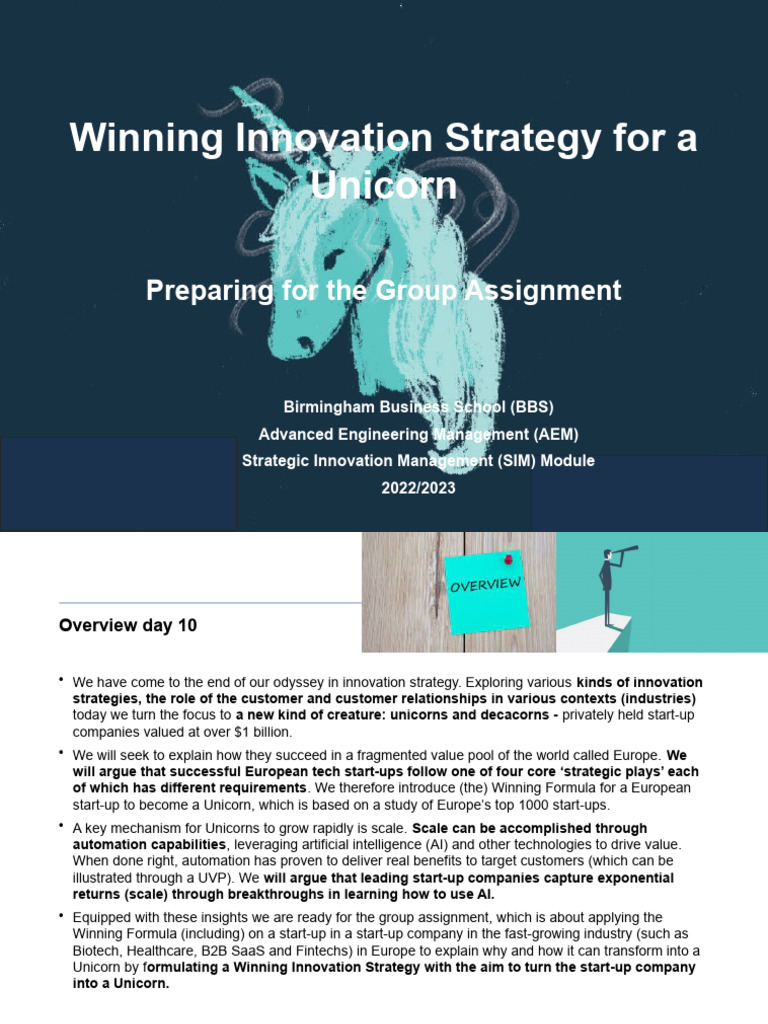 Day 10 Lecture Slides Winning Innovation Strategy For A Unicorn ...