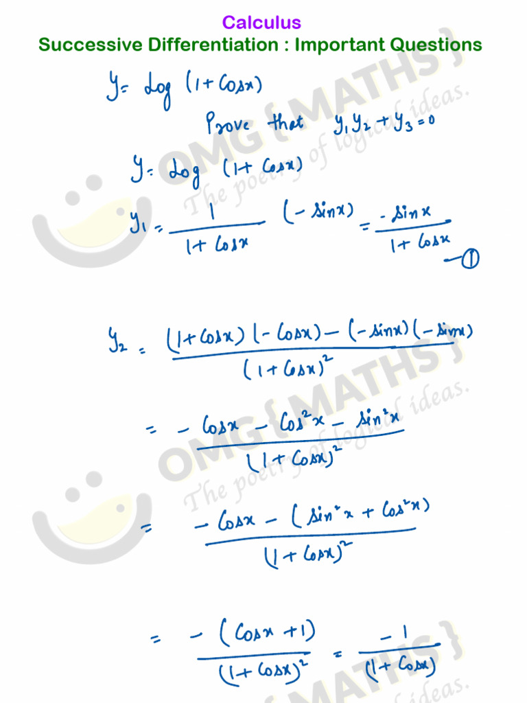 Successive Differentiation Important Questions | PDF