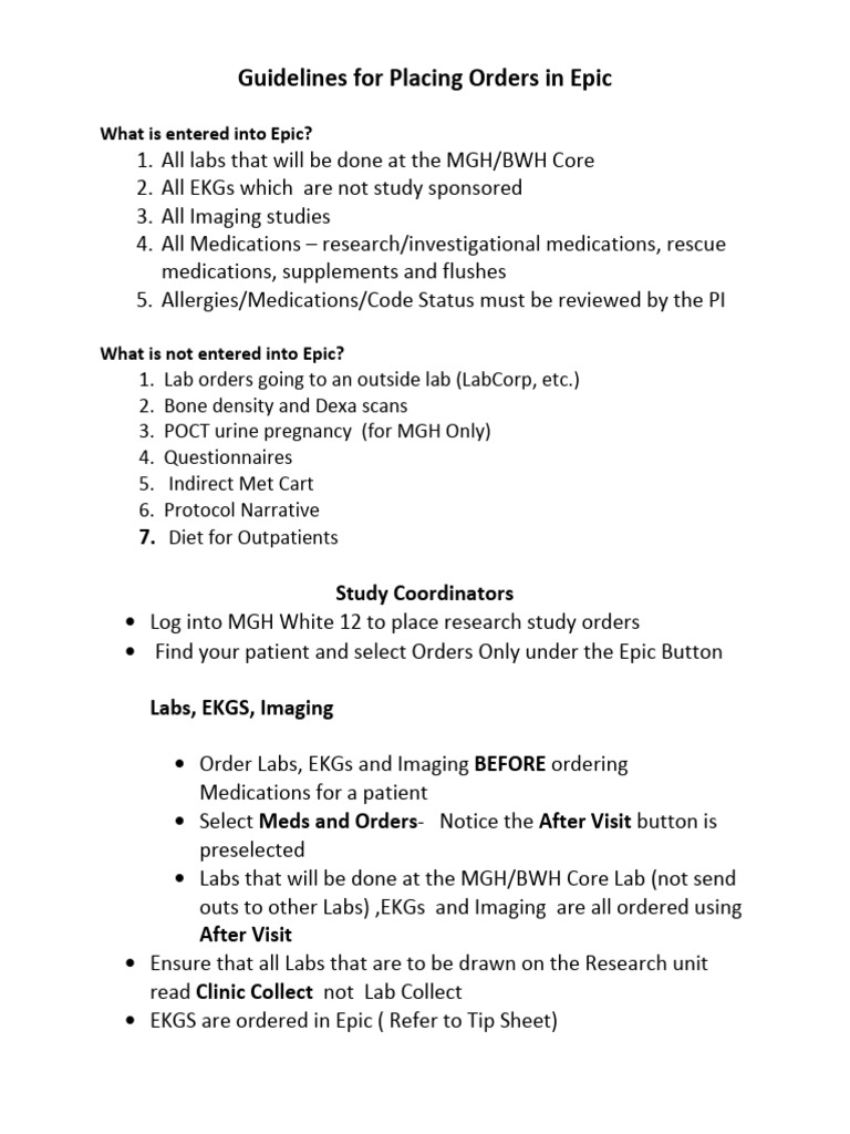 01 Guidelines For Ordering in Epic | PDF | Patient | Health Care