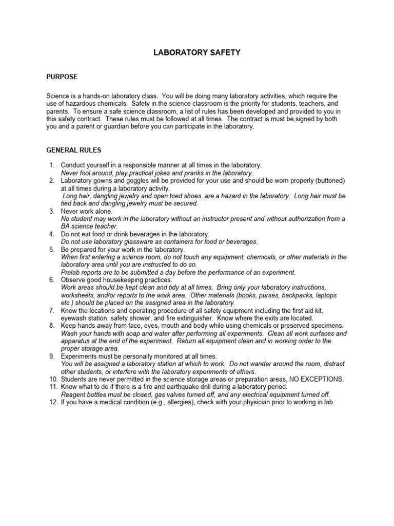 Laboratory Safety | PDF