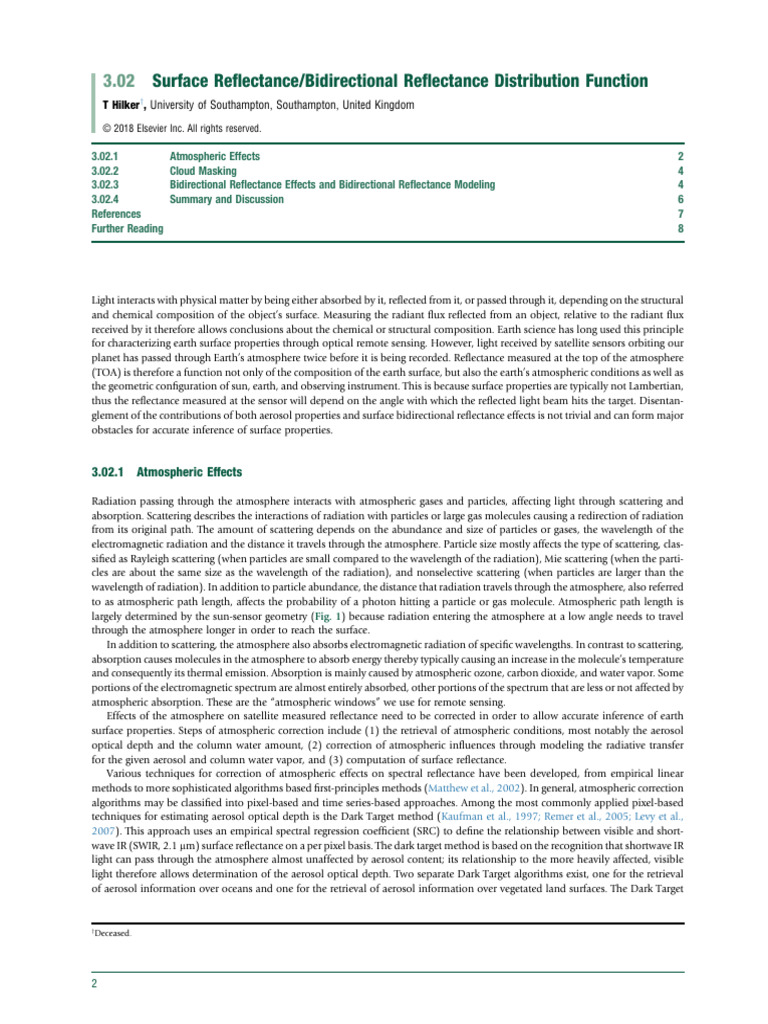 Surface Reflectance Bidirectional Reflectance Distribution Function