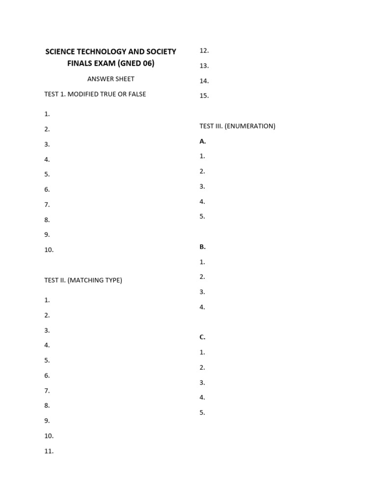 GNED 06 Answer Sheet | PDF
