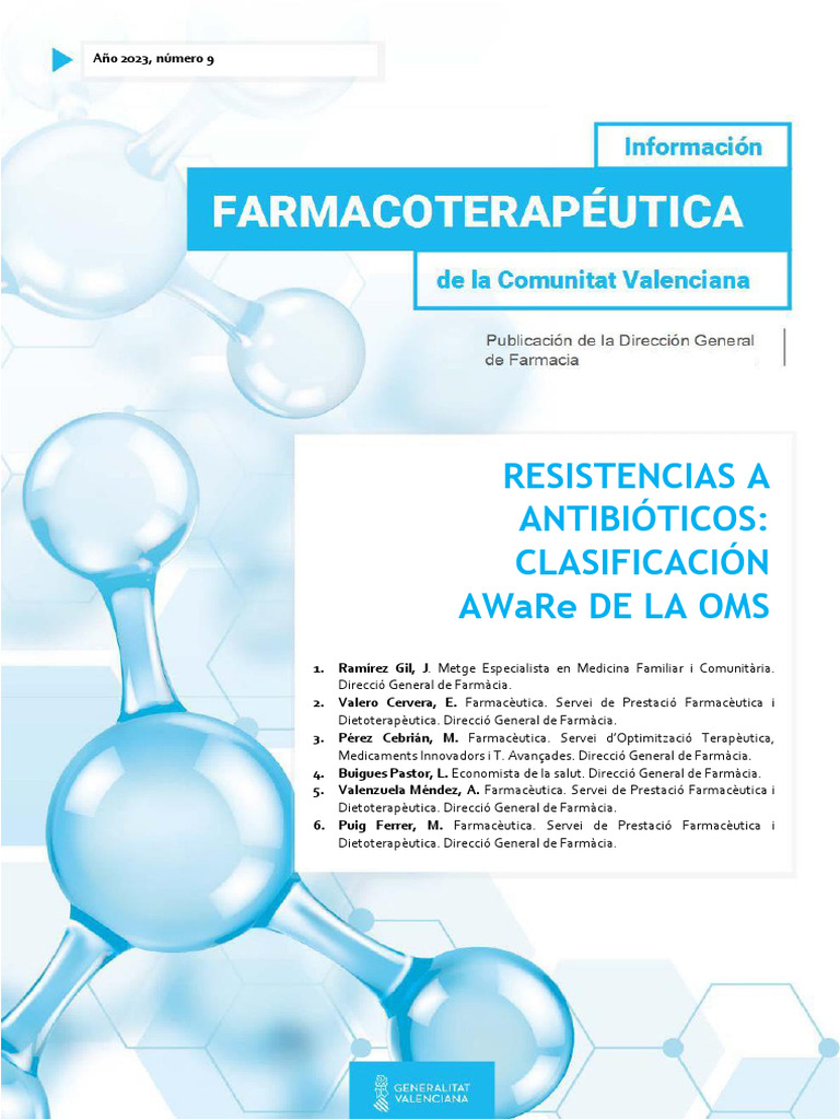 Boletín Farmacoterapéutico 9 AWaRe OMS | PDF | Resistencia antimicrobiana | Química medicinal