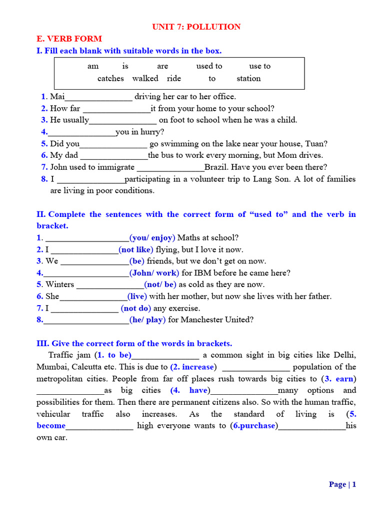 Verb Form E7 (Unit 7-12) | PDF | Verb