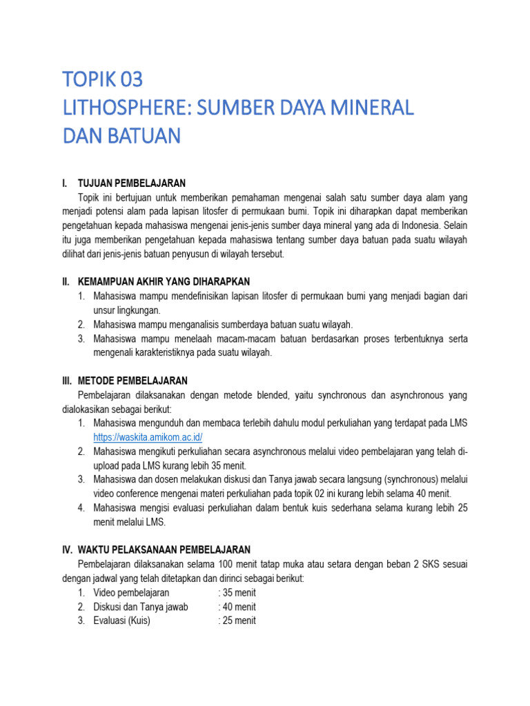 Topik 03 Sumber Daya Mineral Dan Batuan | PDF