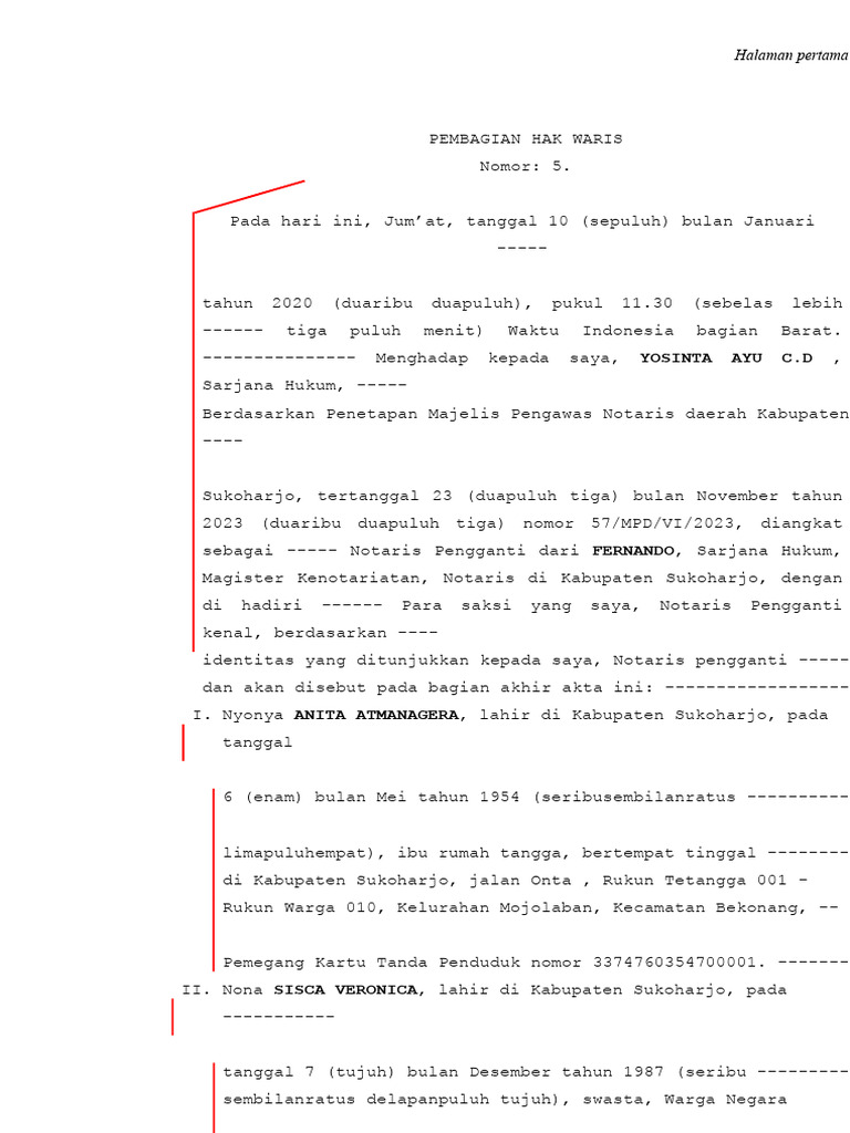 Pembagian Hak Waris | PDF