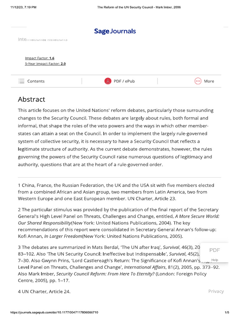 Article UN-Intl Relations | PDF