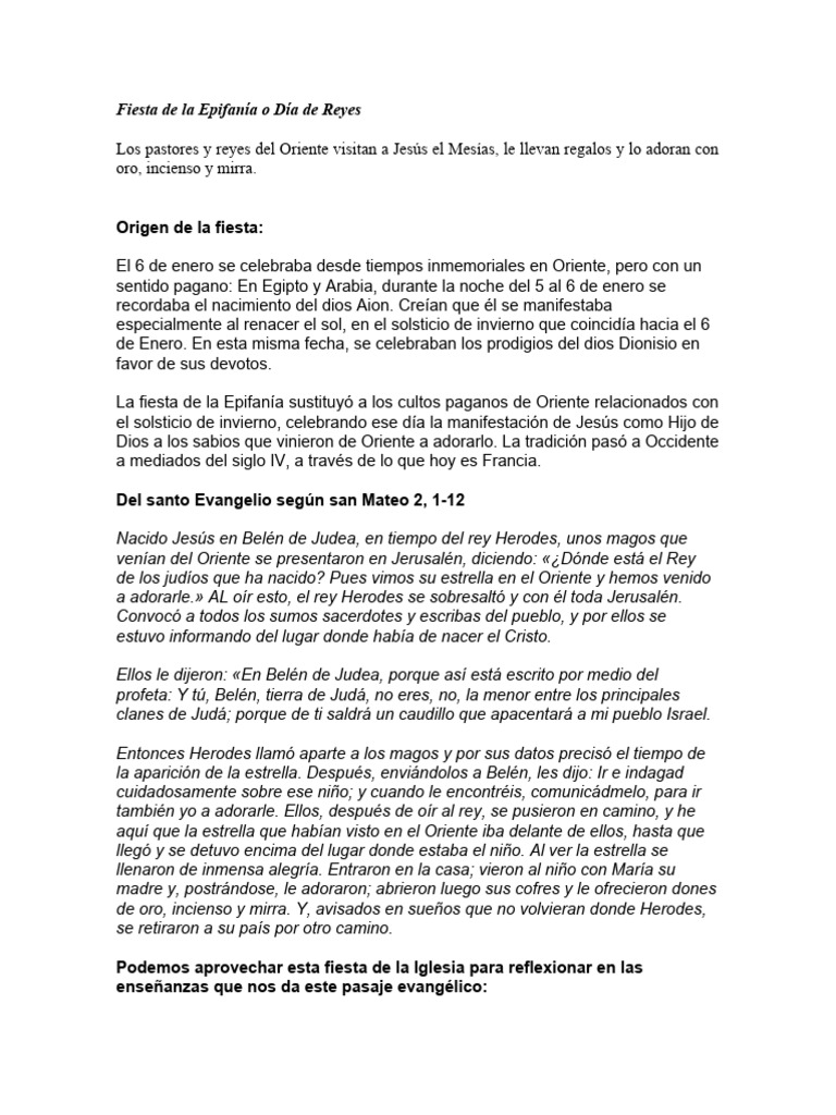 Significado de la Epifanía y Reyes Magos | PDF | Ciencias sociales ...
